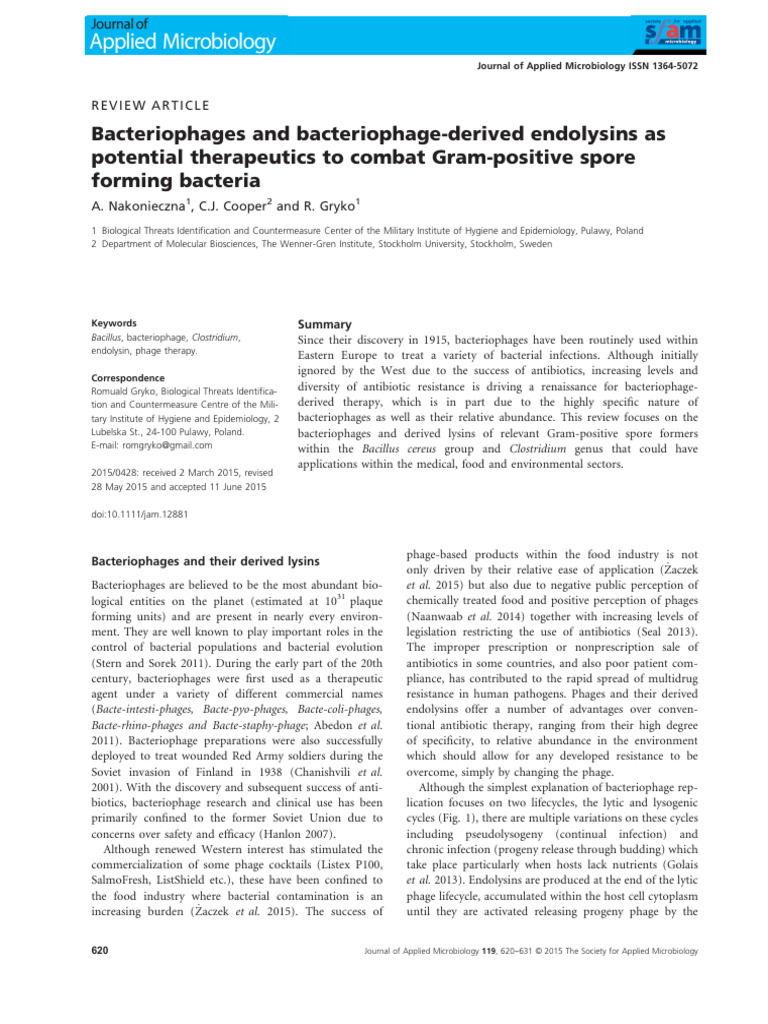 Bacteriophages and Bacteriophage Derived Endolysins As Potential | PDF