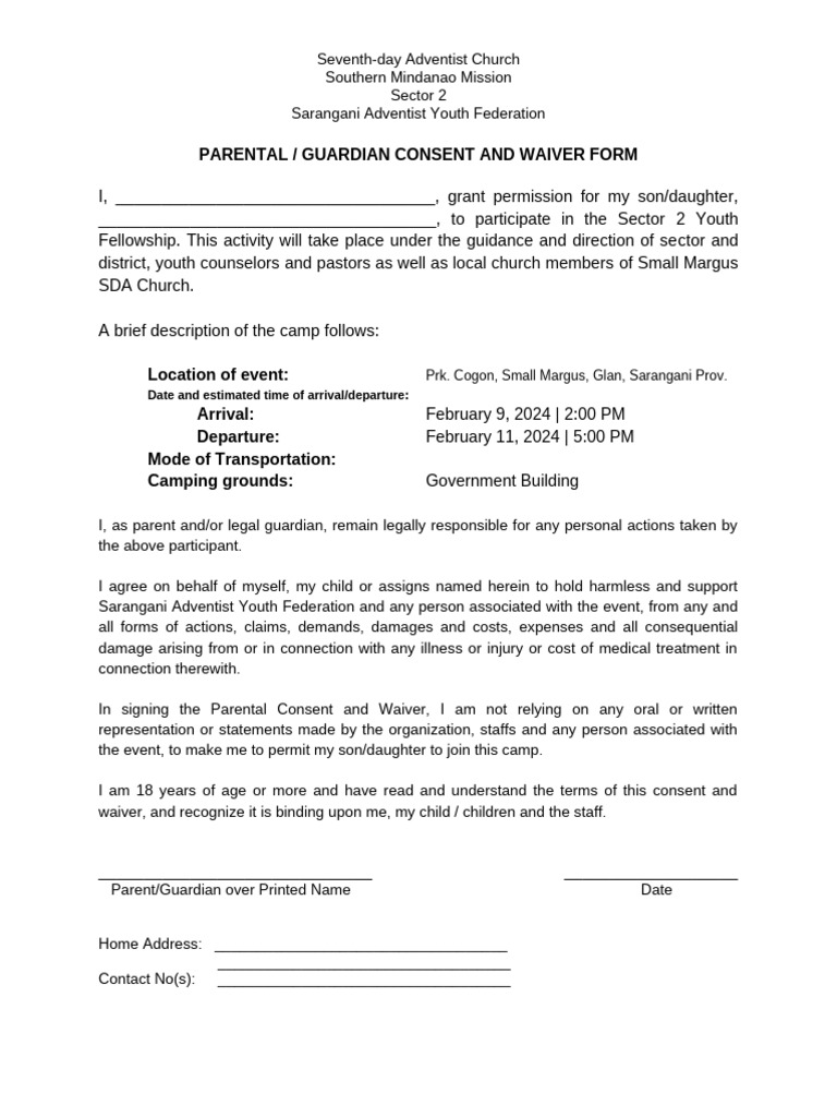 Letter Parental Consent | PDF