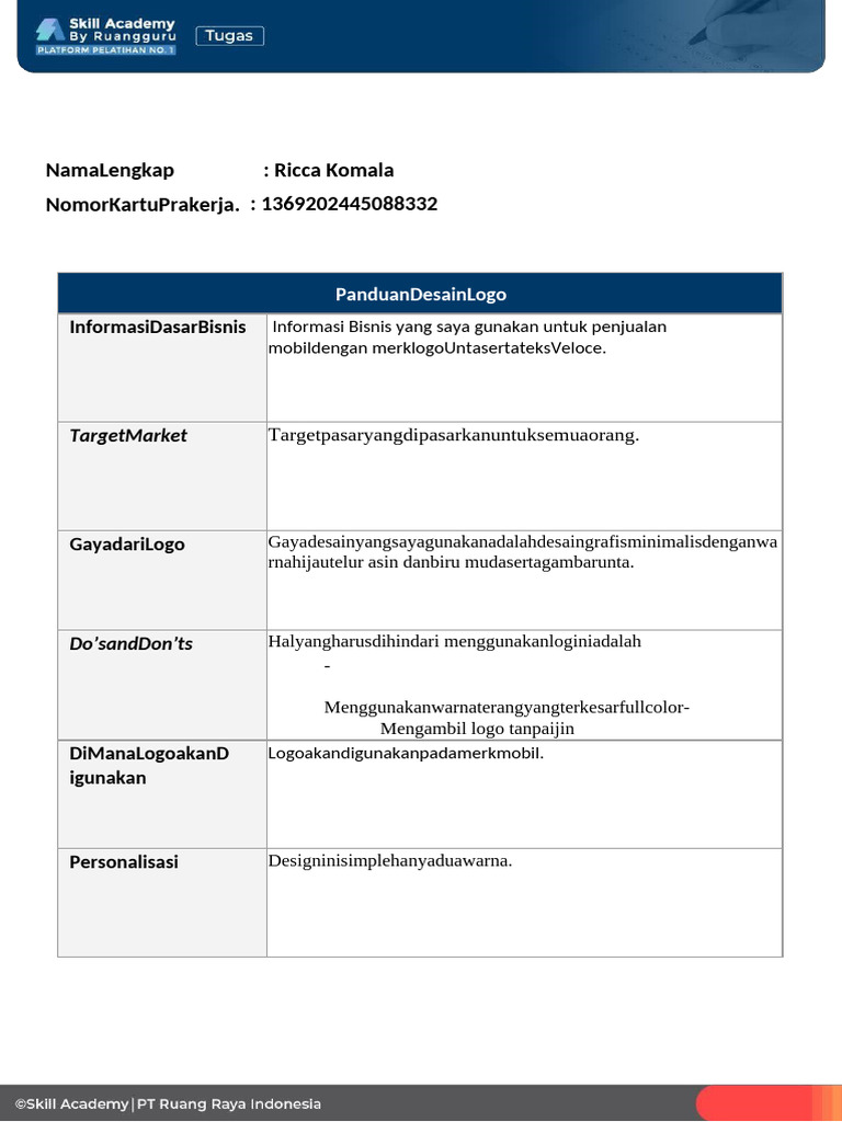 Membuat Logo Menggunakan Adobe Illustrator - (Ricca Komala) | PDF