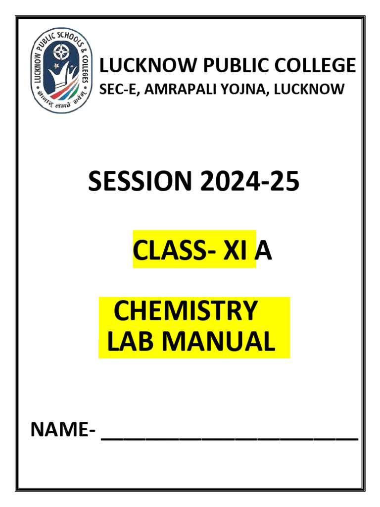 CHEM LAB Manual Cover | PDF
