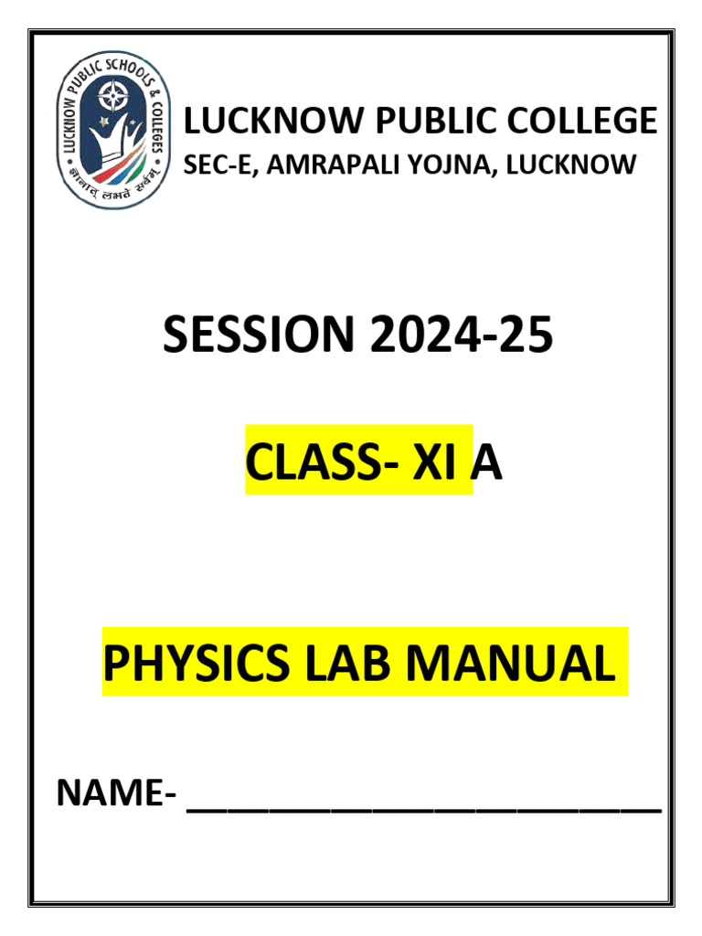 PHYSICS LAB Manual Cover | PDF