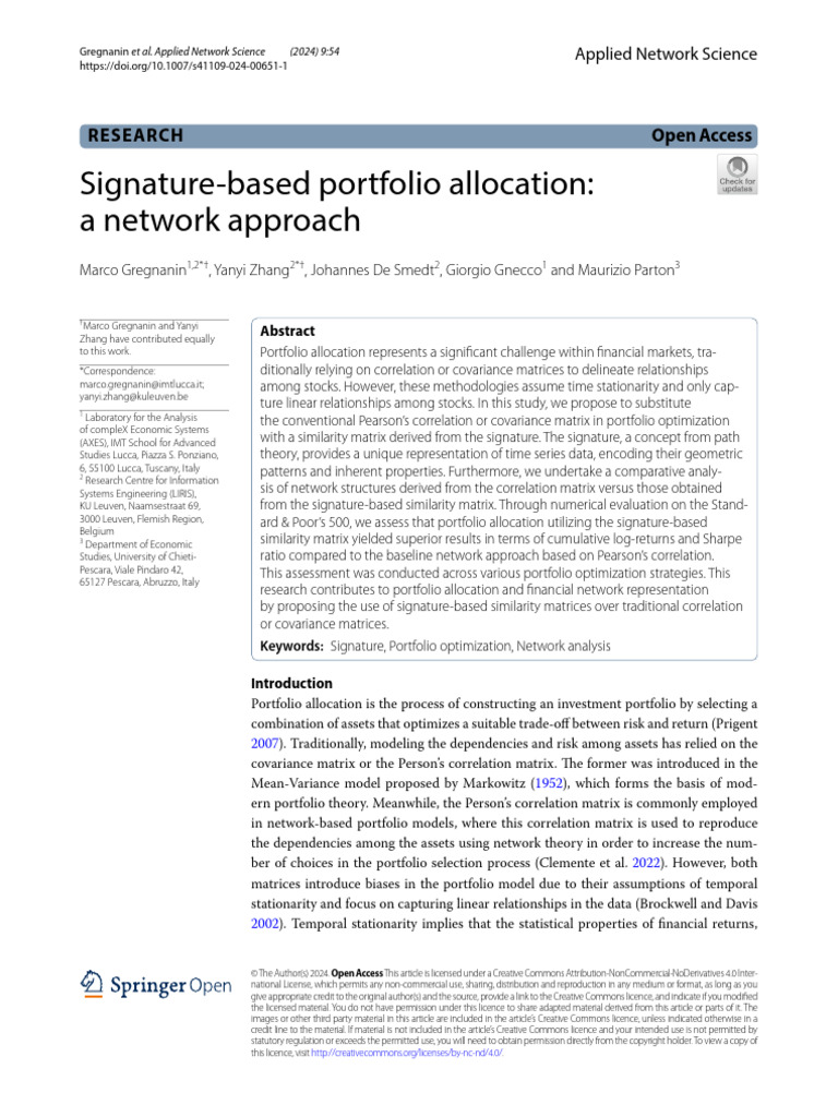 Signature-Based Portfolio Allocation: A Network Approach: Open Access ...