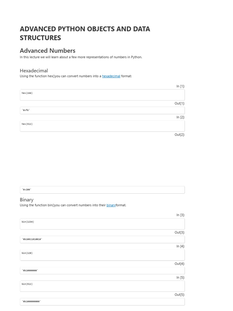 Advanced Python Objects and Data Structures | PDF