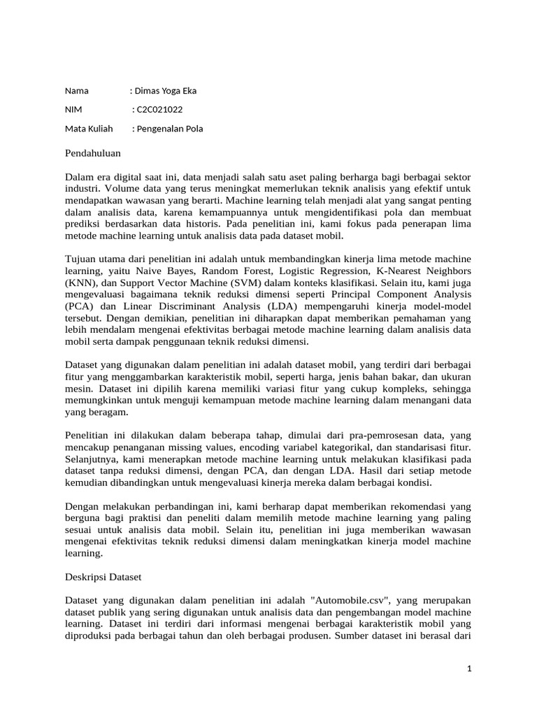 Uas - Pengenalan Pola - Dimas Yoga | PDF