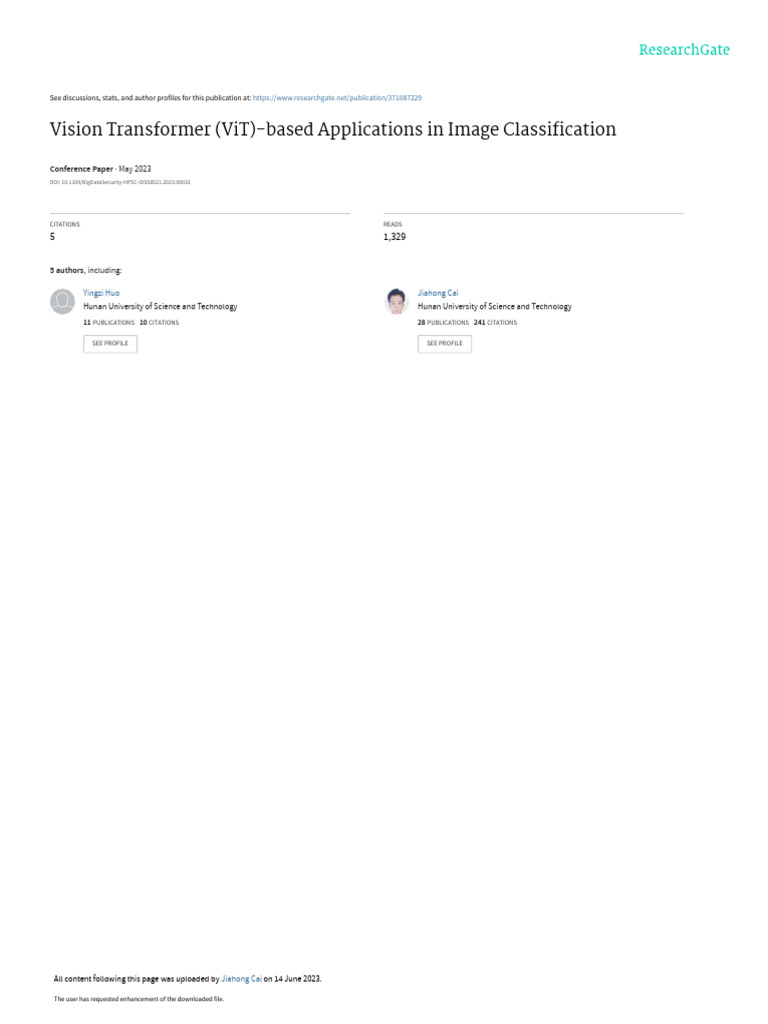 Vision Transformer Vit Based Applications In Image Classification Pdf