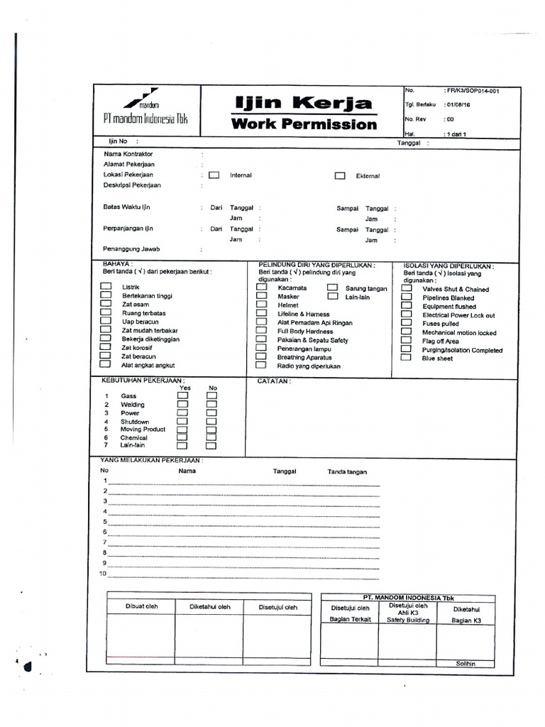 Work Permit Form | PDF