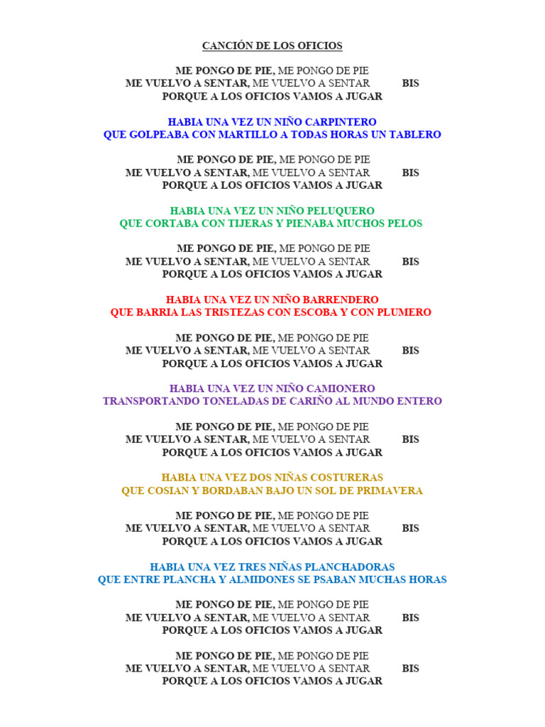 Canción de Los Oficios - Letra | PDF