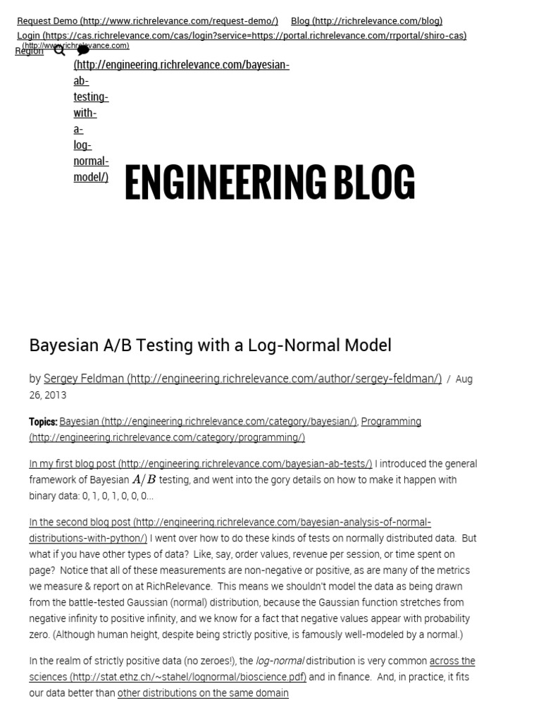 Blog - 03 - Bayesian A - B Testing With A Log-Normal Model ... Blog - 03 - Bayesian A - B Testing With A Log-Normal Model ...