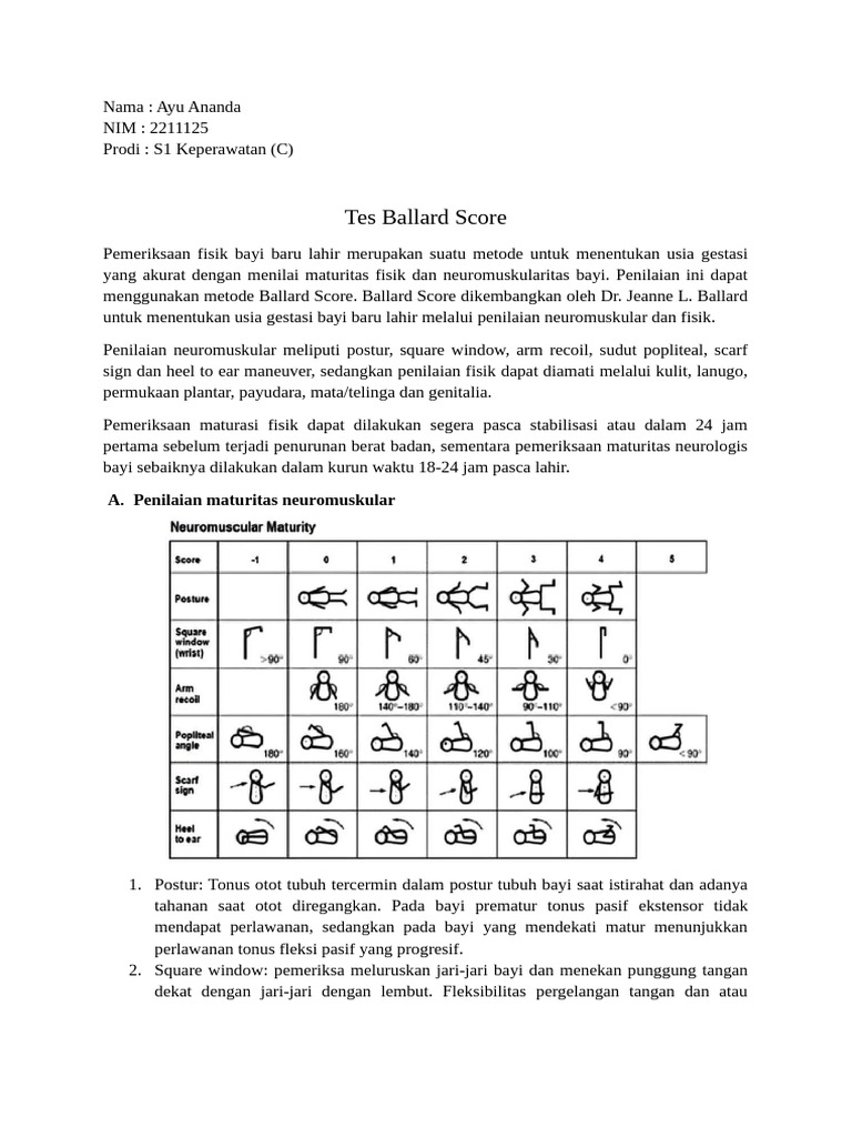 Tes Ballard Score ayu ananda | PDF