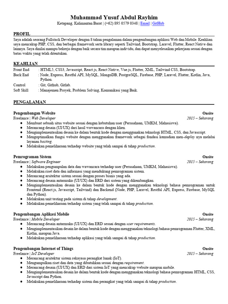 Muhammad Yusuf CV | PDF