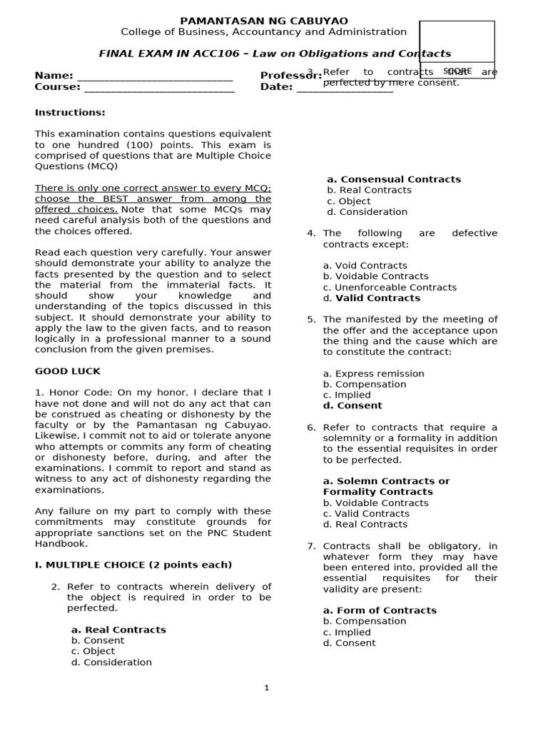 Final Exam in Acc106 Answer | PDF