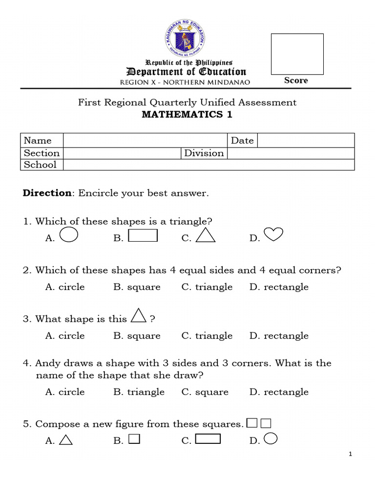Math 1 q1 Final Ruqa 2024 | PDF