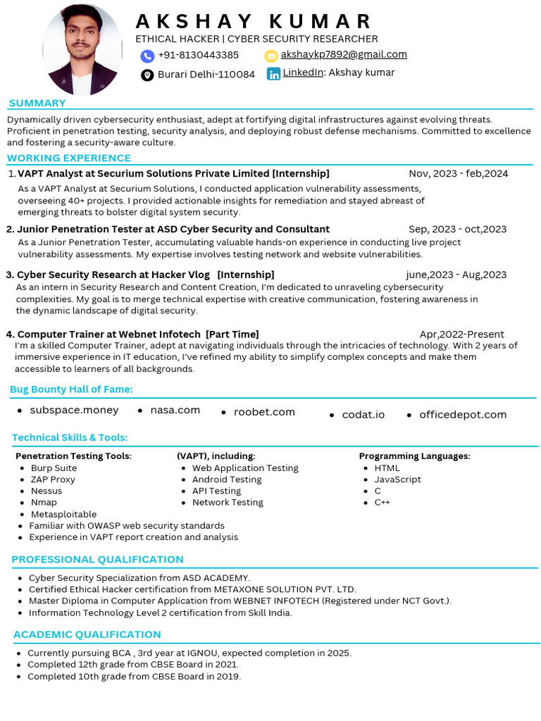 Resume Akshay Kumar | PDF