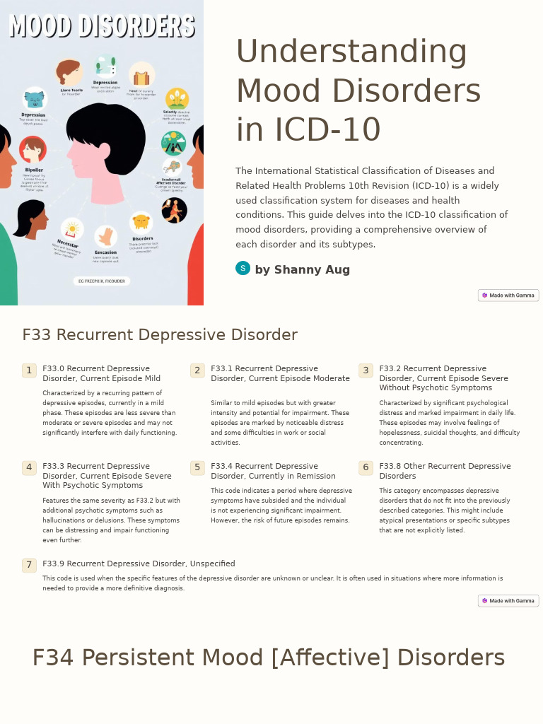 Understanding Mood Disorders in ICD 10 | PDF
