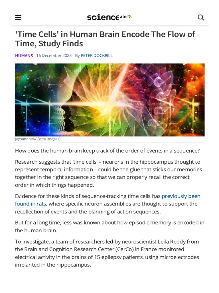 'Time Cells' in Human Brain Encode The Flow of Tim - 1702751465272 ...