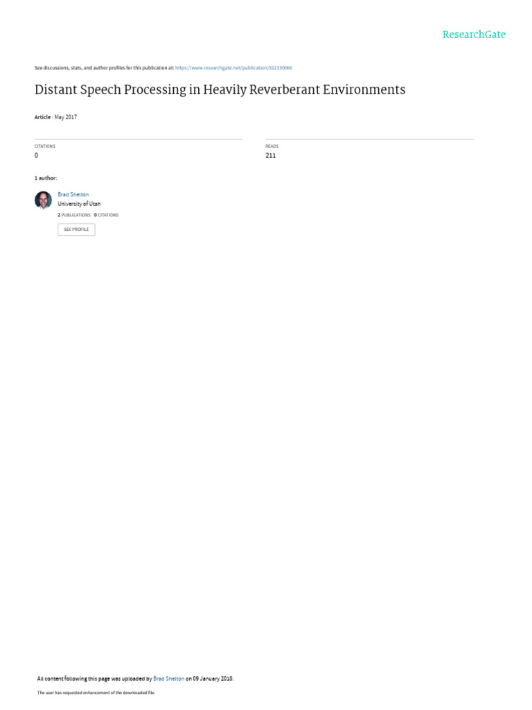 Distant Speech Processing | PDF | Speech Recognition | Science & Mathematics