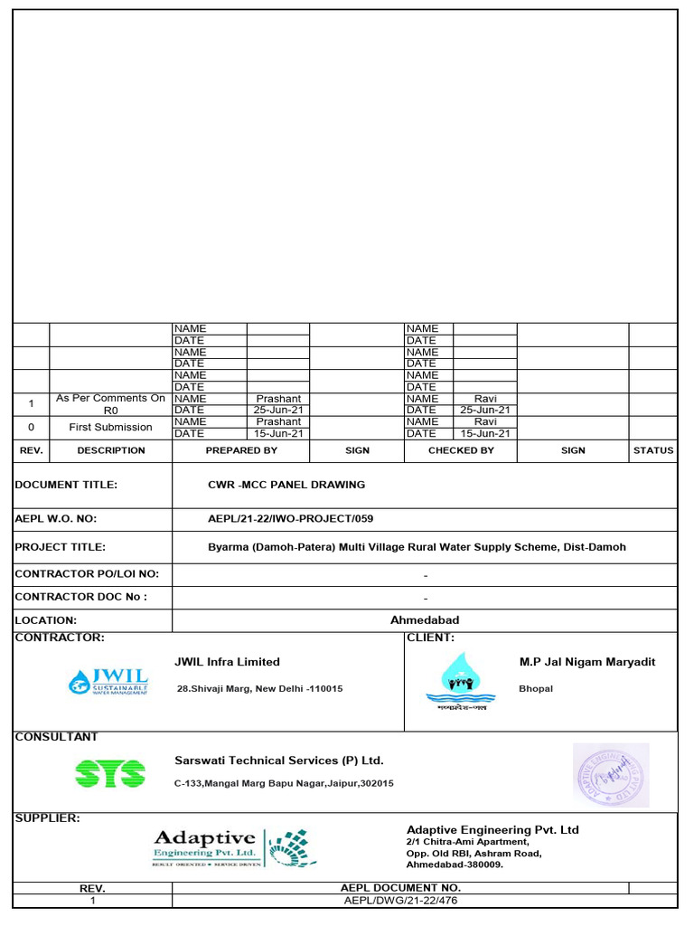 CWR-MCC Panel DWG | PDF | Electrical Wiring | Electromagnetism