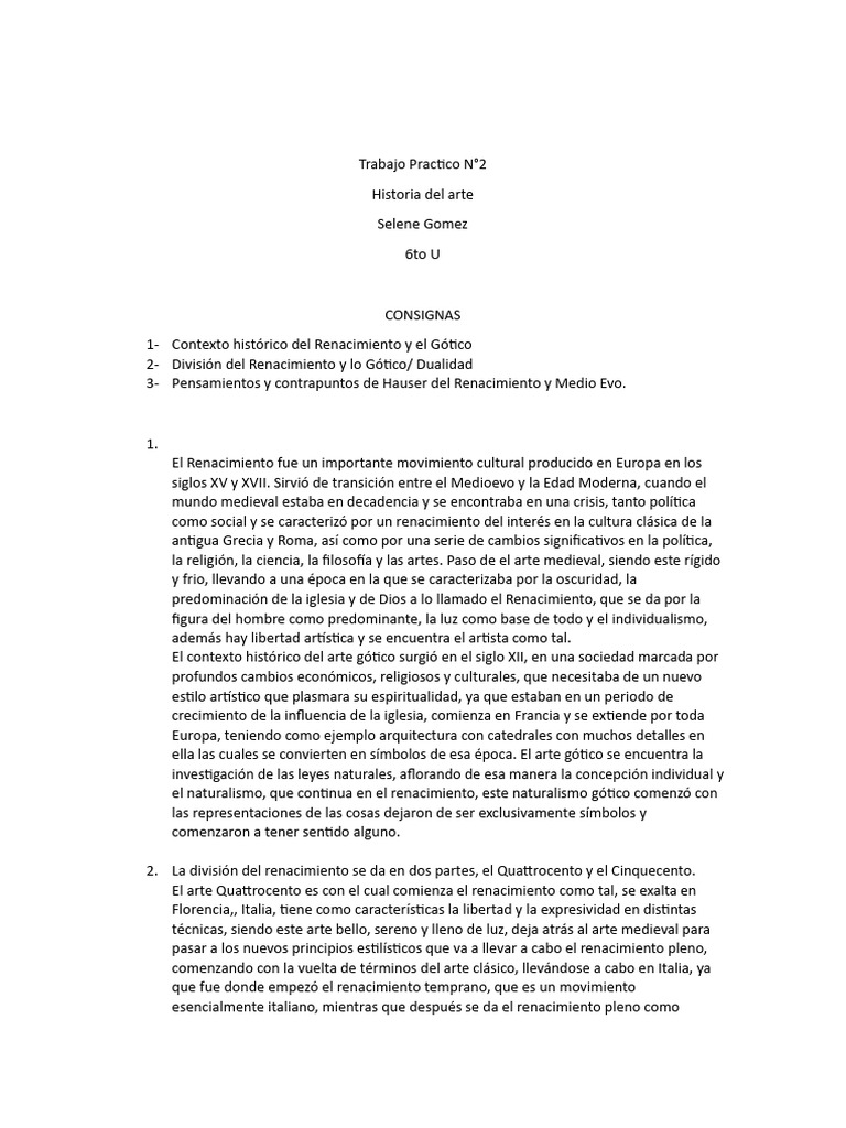 Contexto Historico Del Renacimiento y Gotico | PDF