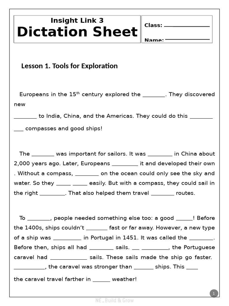 Insight Link 3 - Dictation - WORD | PDF