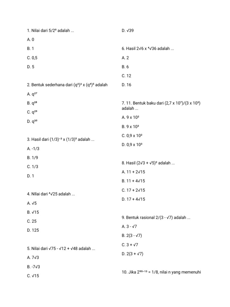 Latihan Pts Kelas 9 | PDF