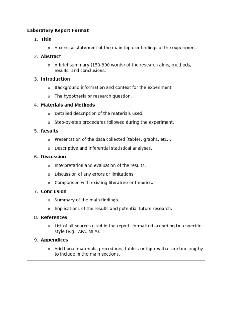 Laboratory Report Format | PDF