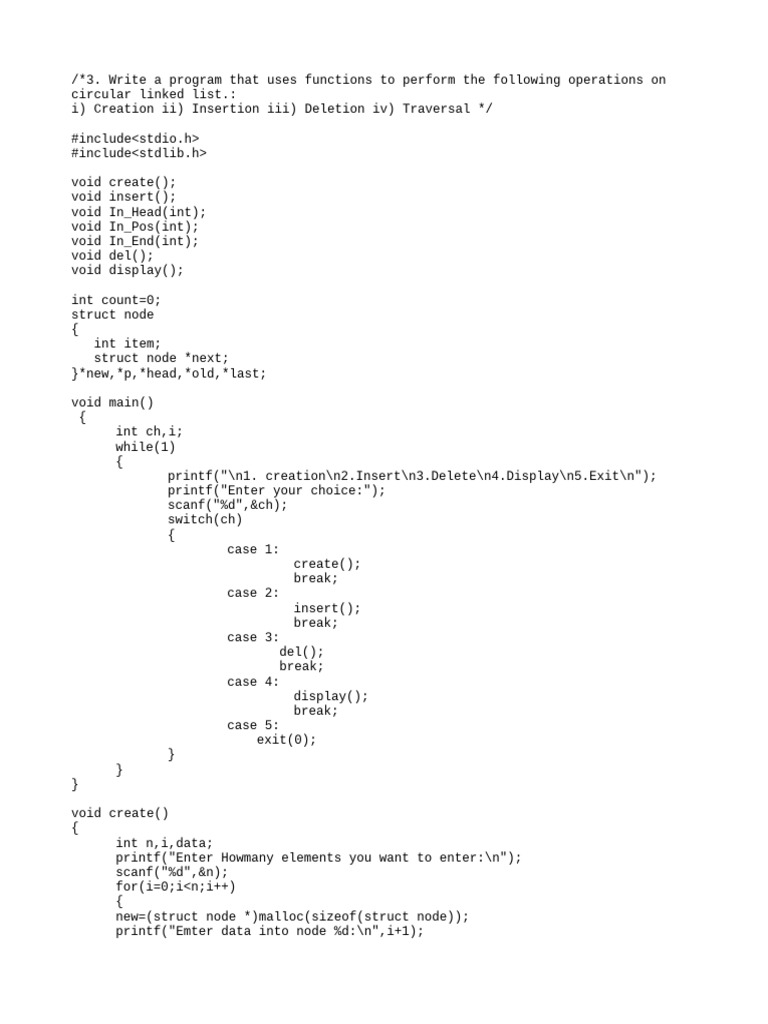 Circular Linked List | PDF Circular Linked List | PDF