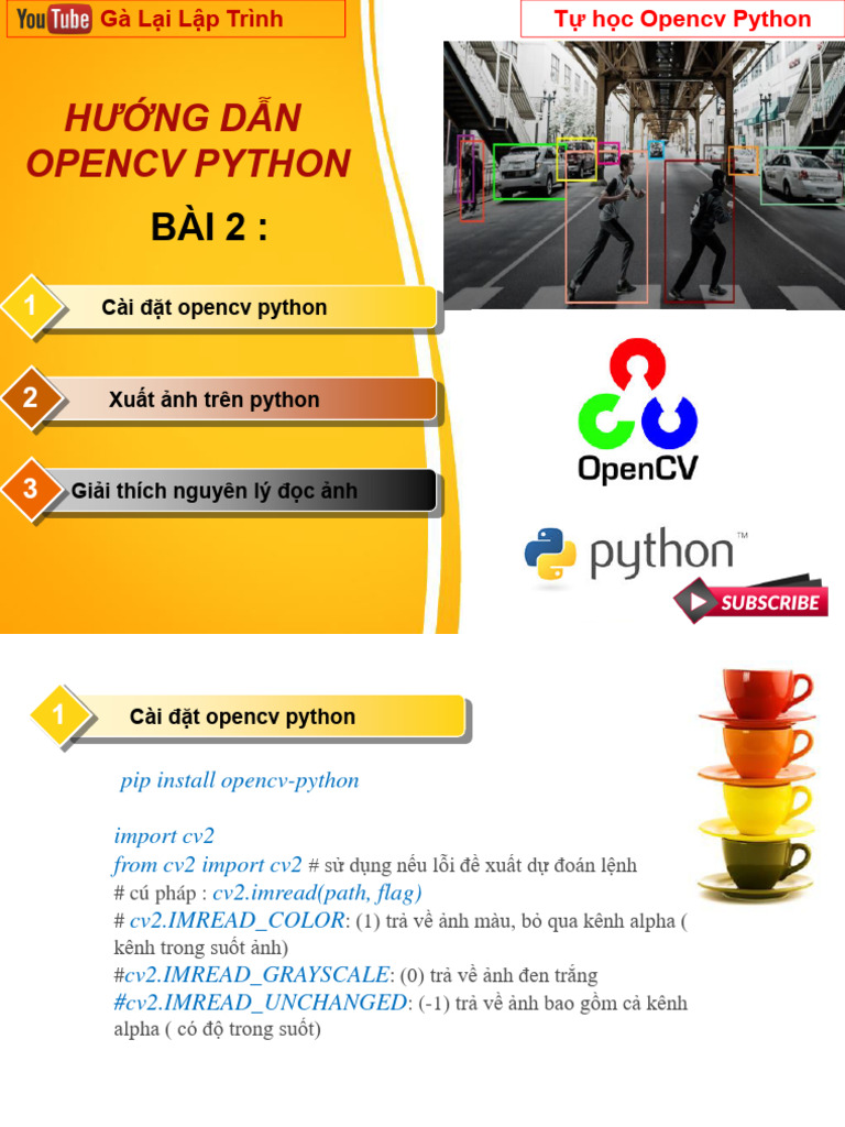 Bài 1 Opencv python - cài đặt opencv và truy xuất ảnh | PDF