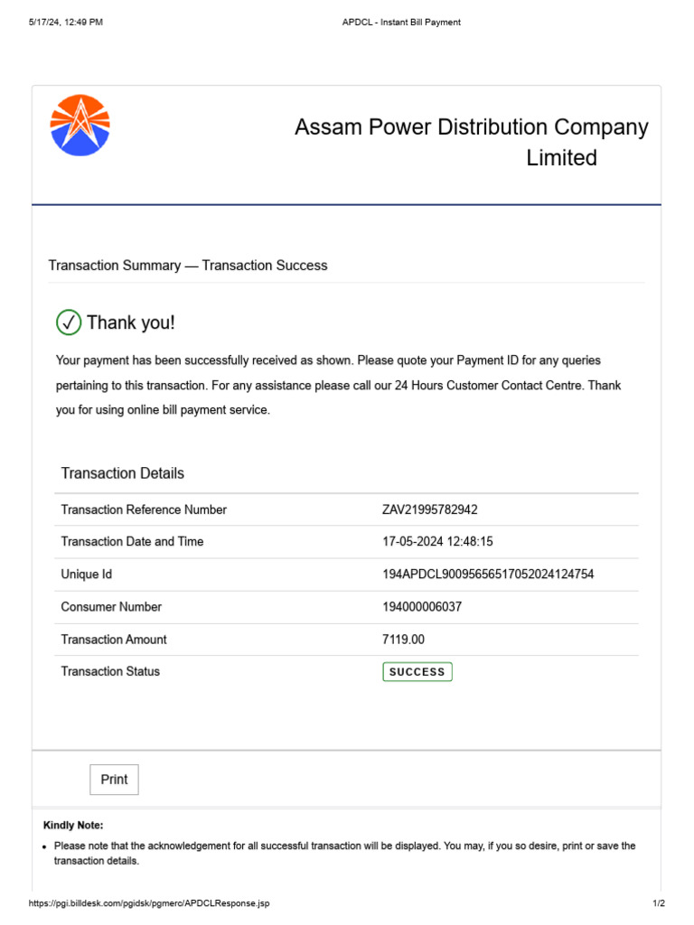 APDCL - Instant Bill Payment Rambari | PDF