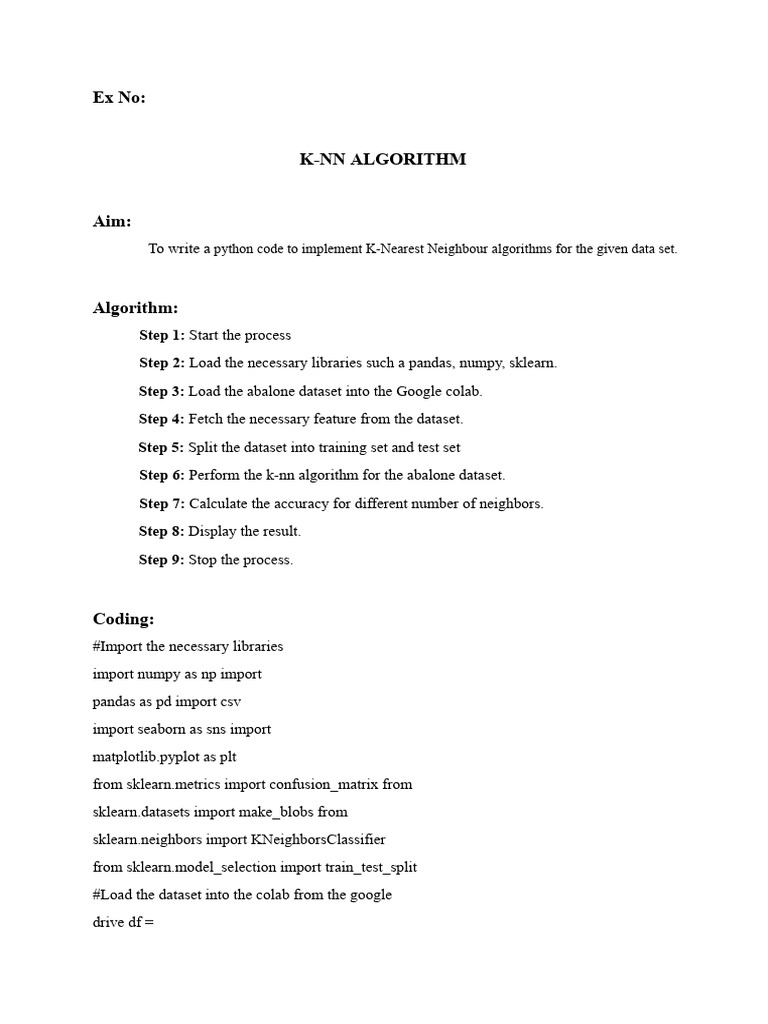 KNN Algorithm Edt | PDF | Statistical Analysis | Teaching Mathematics KNN Algorithm Edt | PDF | Statistical Analysis | Teaching Mathematics
