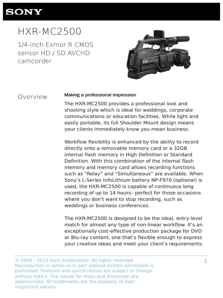 HXR MC2500 | PDF