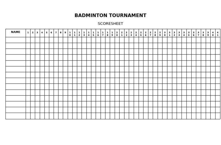 Badminton Scoresheet | PDF