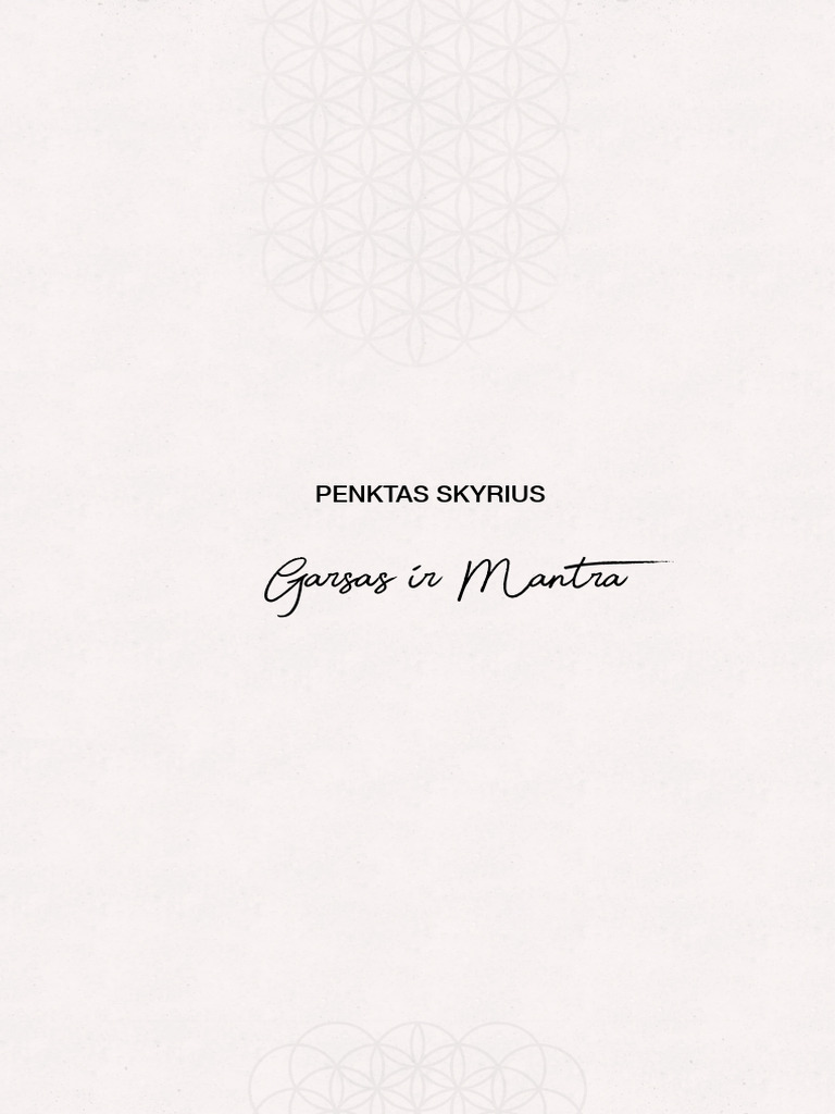 Garsas Ir Mantra: Penktas Skyrius | PDF