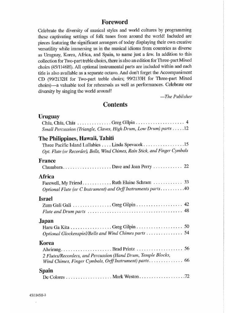 We Sing The World Around Contents | PDF