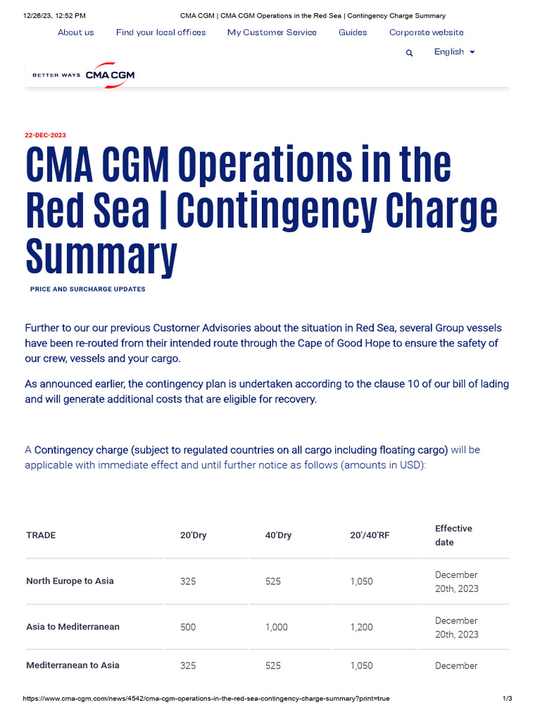 CMA CGM _ CMA CGM Operations in the Red Sea _ Contingency Charge ...