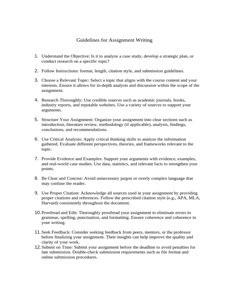 Guidelines For Assignment Writing | PDF