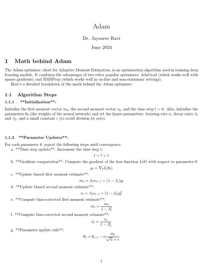Math Behind Adam Pdf
