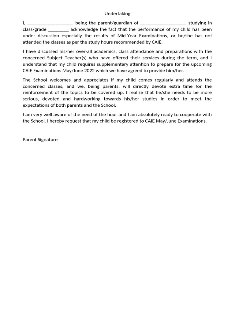 Undertaking - Sample | PDF