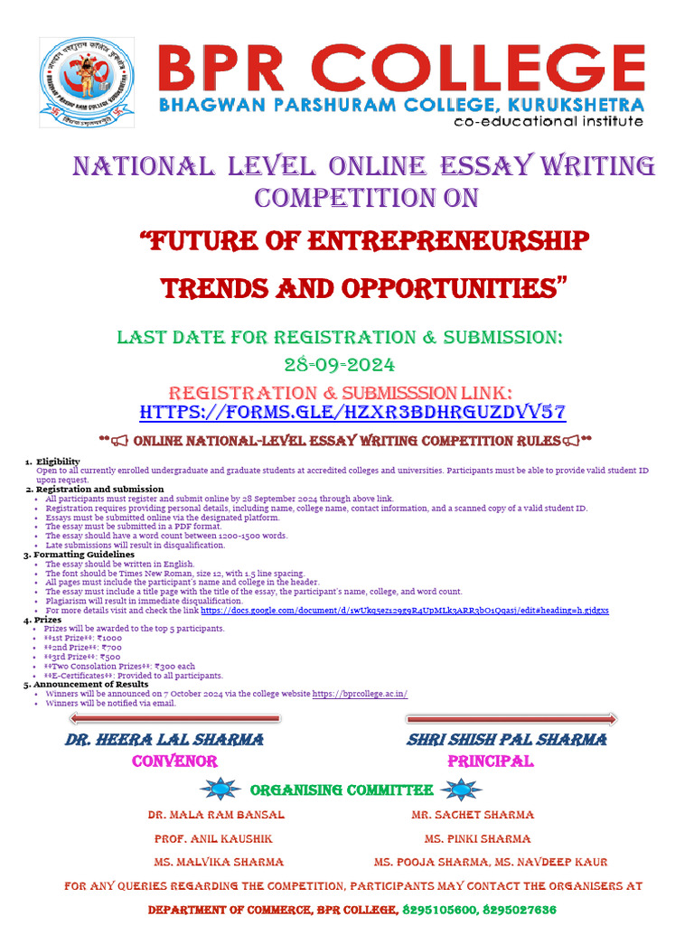 Essay Writing National Level Competition | PDF
