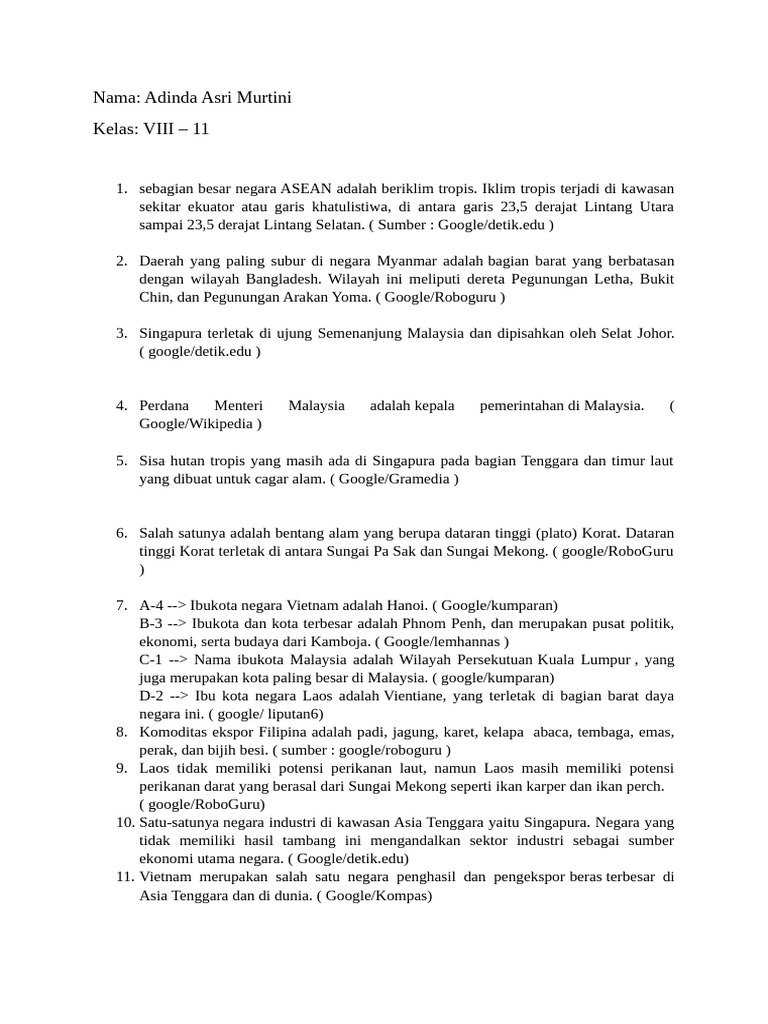 Nama: Adinda Asri Murtini Kelas: VIII - 11 | PDF