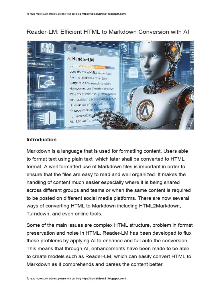 Reader Lm Efficient Html To Markdown Conversion With Ai Pdf Html Artificial Intelligence