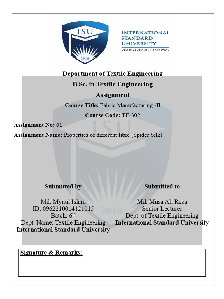 Assignment Spider Silk | PDF | Silk | Textiles