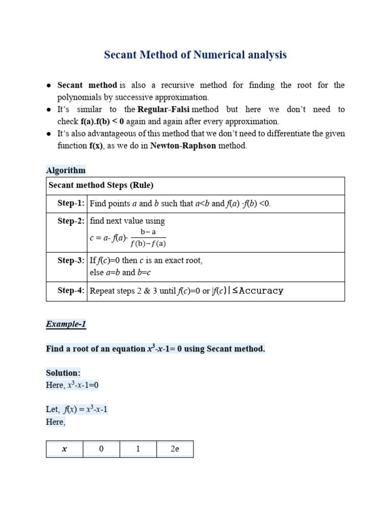 CSE 303 Lecture 12 Secant Method | PDF