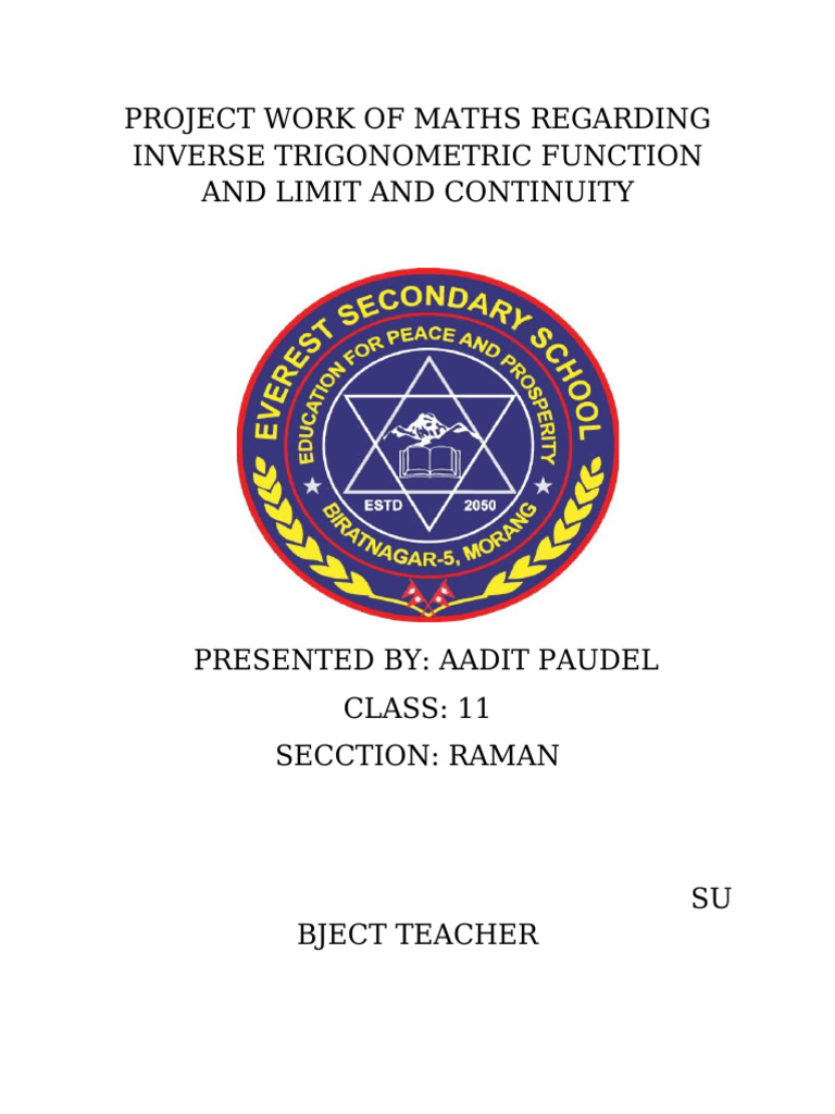 Project Work of Maths Regarding Inverse Trigonometric Function and Limit and Continuity | PDF
