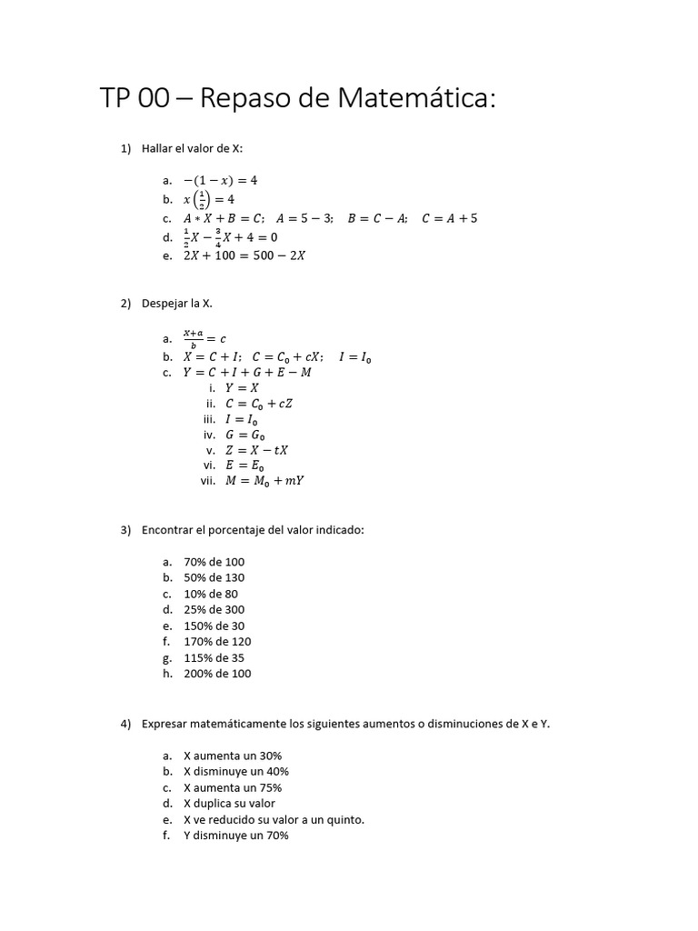 TP 00 - Repaso de Matematica | PDF