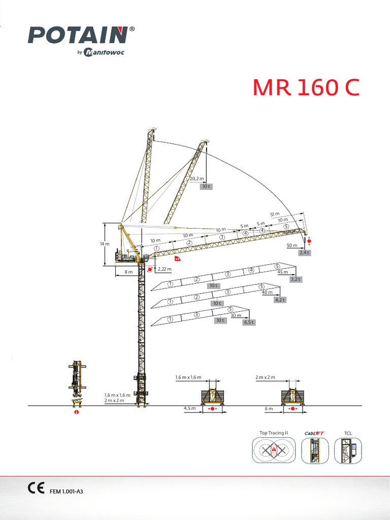 Load Chart Potain MR160 C | PDF