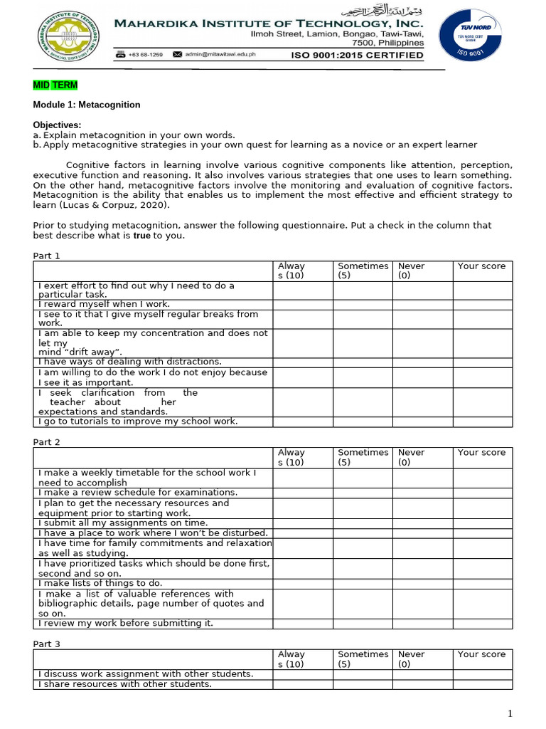 Midterm 1st Module | PDF