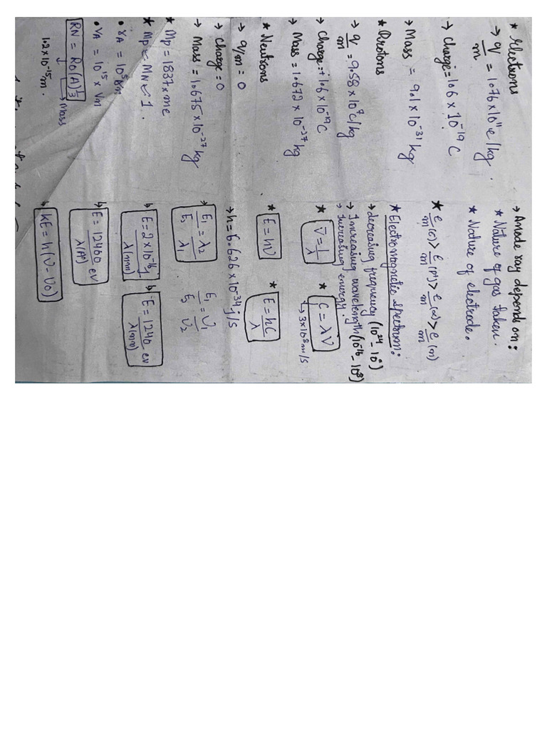 Atomic Structure Short Note - Neet | PDF