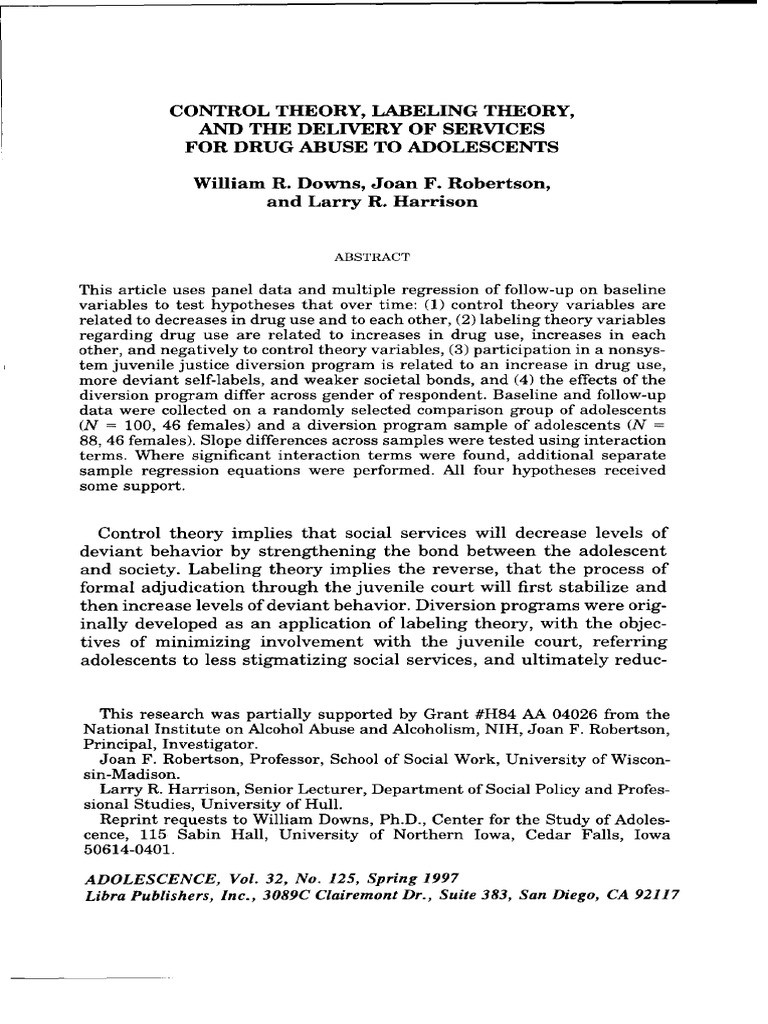 Control Theory, Labeling Theor | PDF