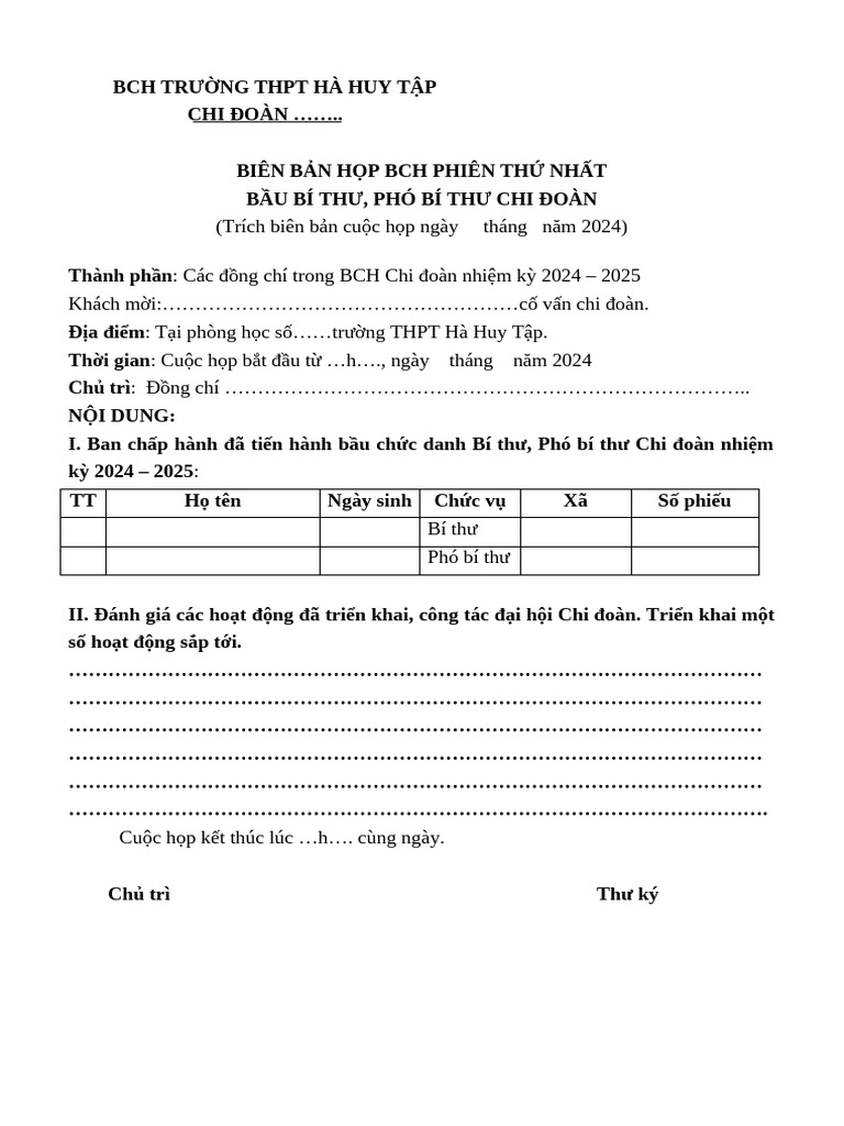 Bien Ban Hop Phien Thu Nhat | PDF