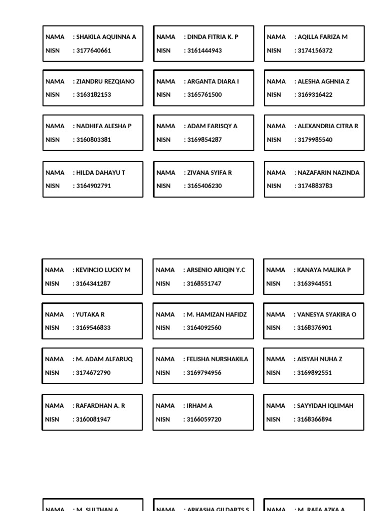 Nama Rapot 1 Khodijah | PDF